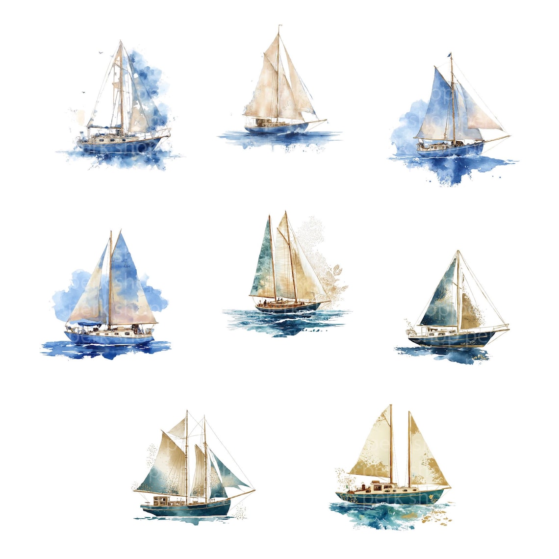 Watercolor Sailboat Clipart PNG, Nautical Sailboat Illustration ...