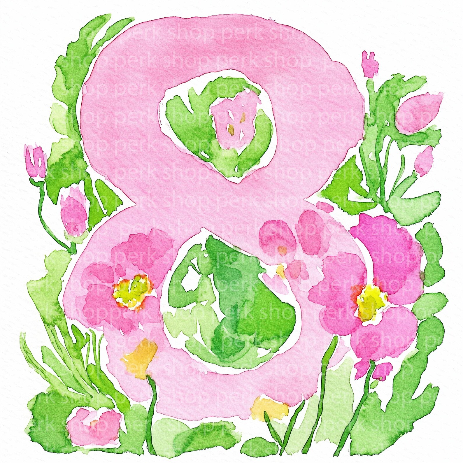 8th March Clipart, 8 Spring Flowers Watercolor, Women's Day Digital ...