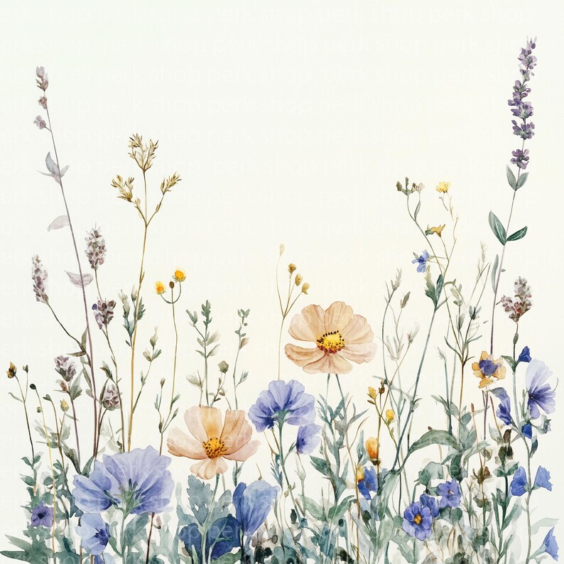 Wildflower Digital Paper, Flower Backgrounds, Floral Scrapbooking ...