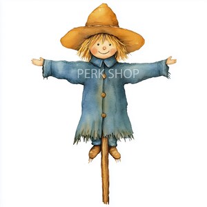 Garden Scarecrow Clipart, Watercolor Fall Farm Cute Character, Harvest ...