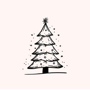 Christmas Tree Line Art Clipart: Minimalist PNG (digital Download) - Etsy