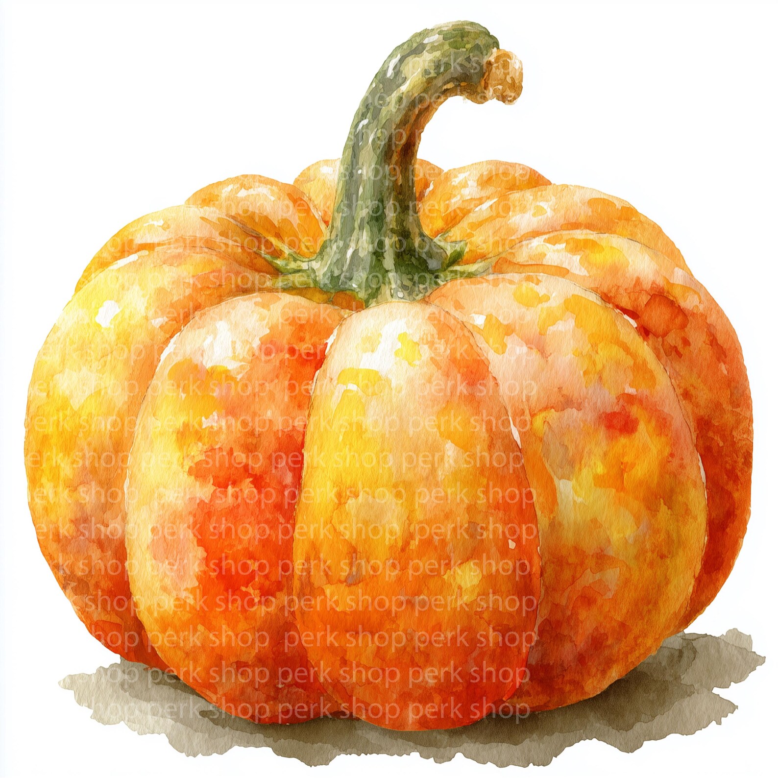 Watercolor Pumpkin Clipart: Autumn Harvest Illustrations (digital ...