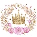Rose Gold Crown Clipart: Floral Watercolor Crest (PNG Digital Download ...