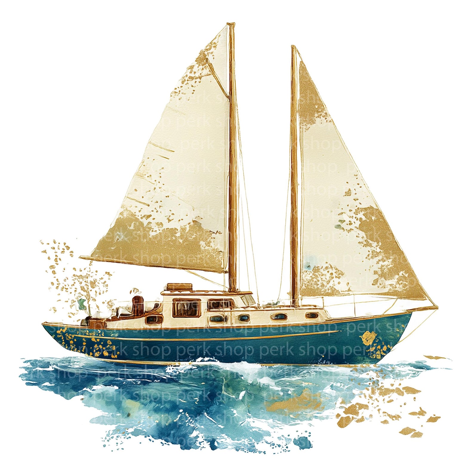 Watercolor Sailboat Clipart PNG, Nautical Sailboat Illustration ...