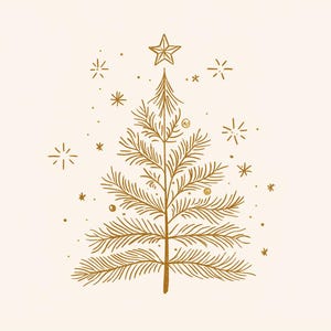 Gold Christmas Tree Clipart: Festive Holiday PNG Prints (digital ...