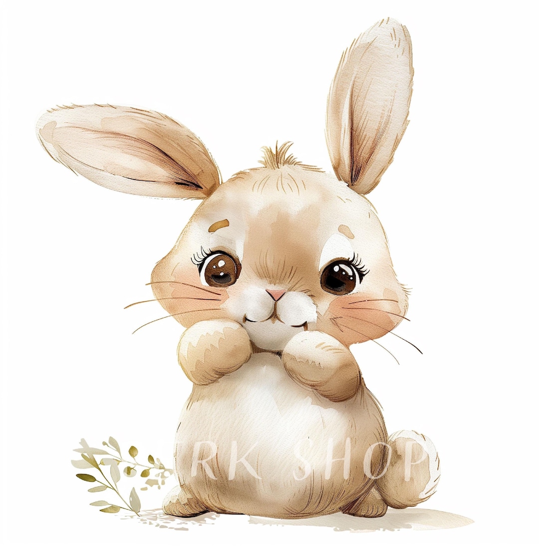 Watercolor Baby Bunny Clipart: Nursery Art (digital Download) - Etsy
