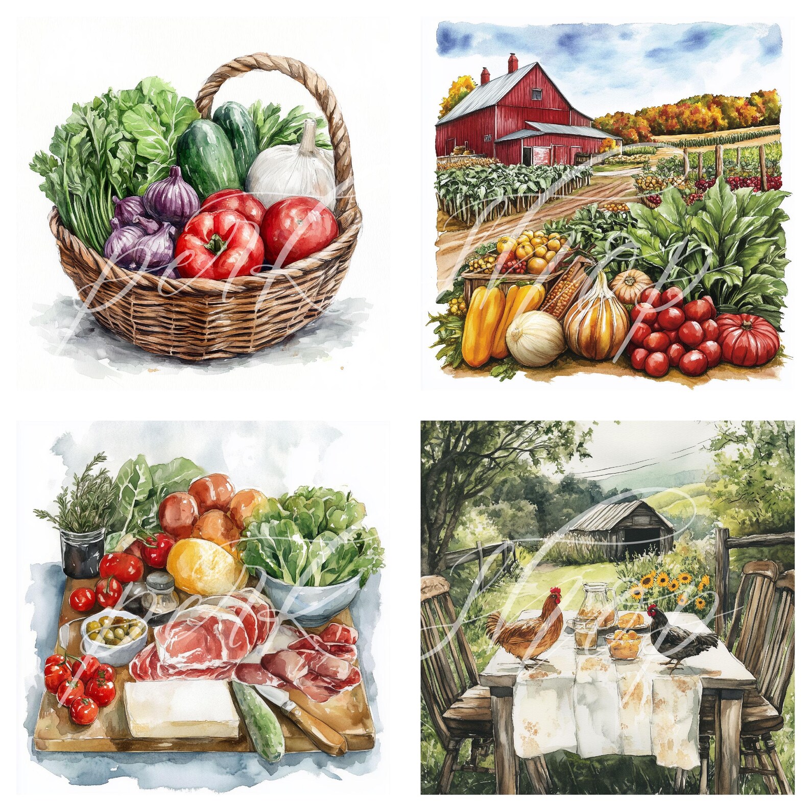 Farm to Table Clipart: Watercolor Antipasti Food (digital Download) - Etsy