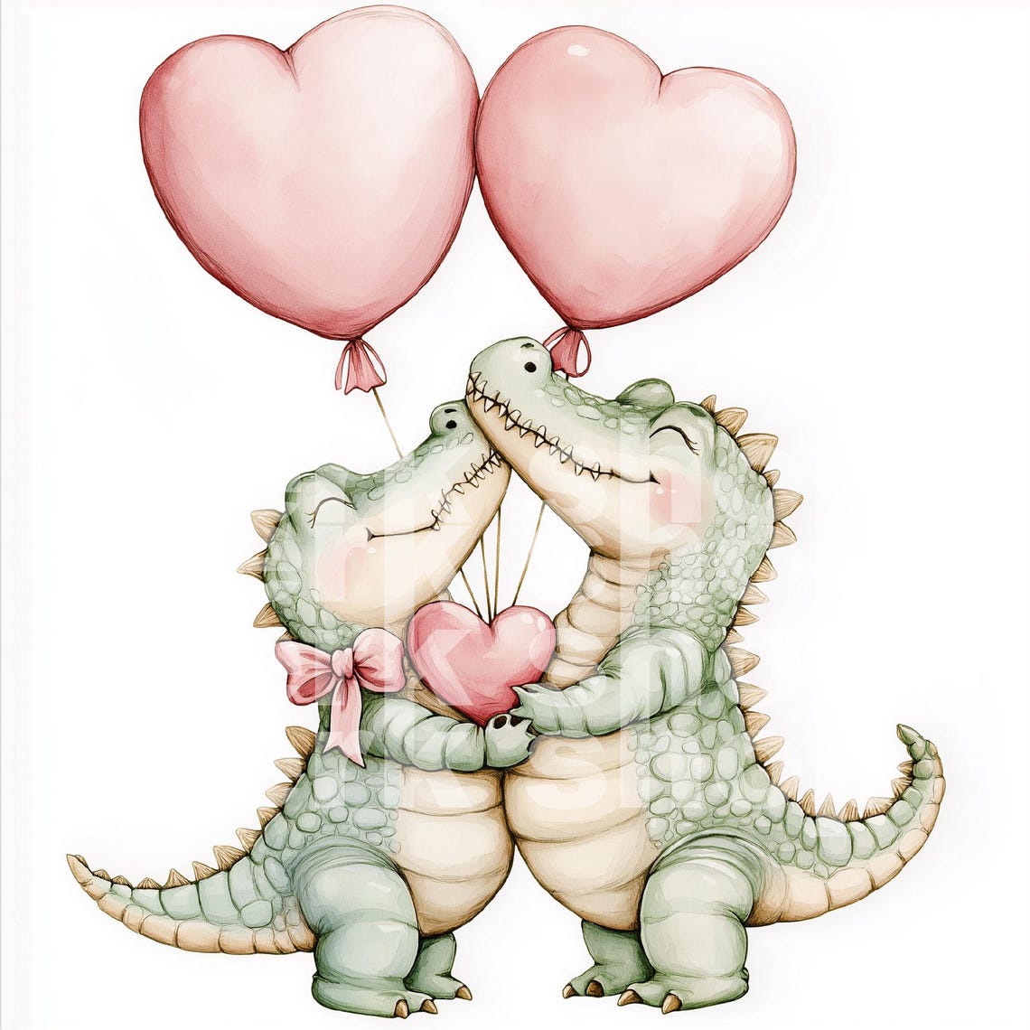 10 Cute Crocodiles Clipart, Alligators Clipart, Love Couple Printable ...