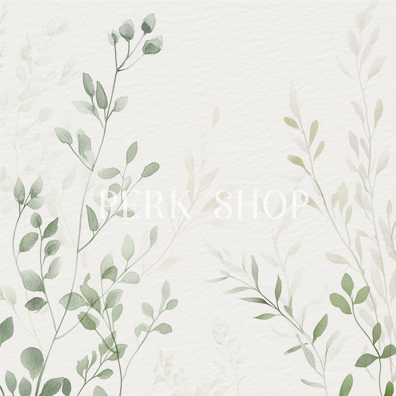 Greenery Watercolor Digital Paper Pack: Rustic Foliage (digital ...