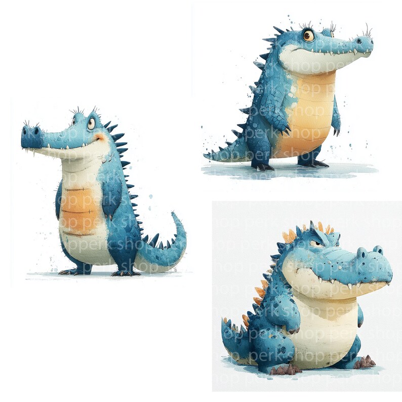 Watercolor Alligator Clipart: Funny Crocodile Art for Kids (digital ...