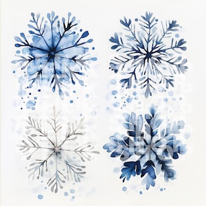 Snowflake Watercolor Bundle Clipart, Scandinavian Folk Winter Card ...