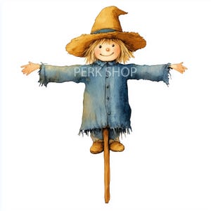 Garden Scarecrow Clipart, Watercolor Fall Farm Cute Character, Harvest ...