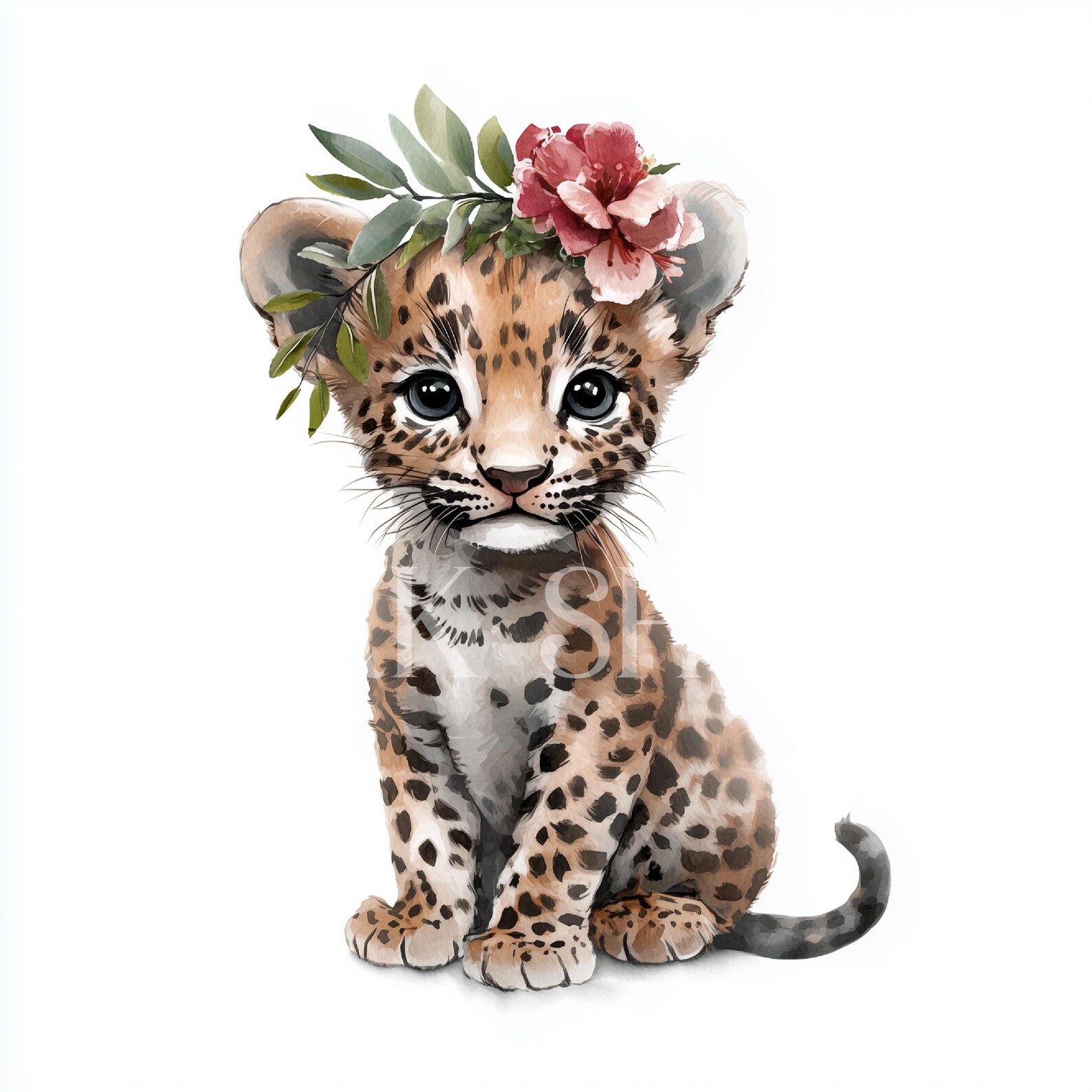Watercolor Baby Leopard Clipart: Jungle Nursery Art (digital Download ...