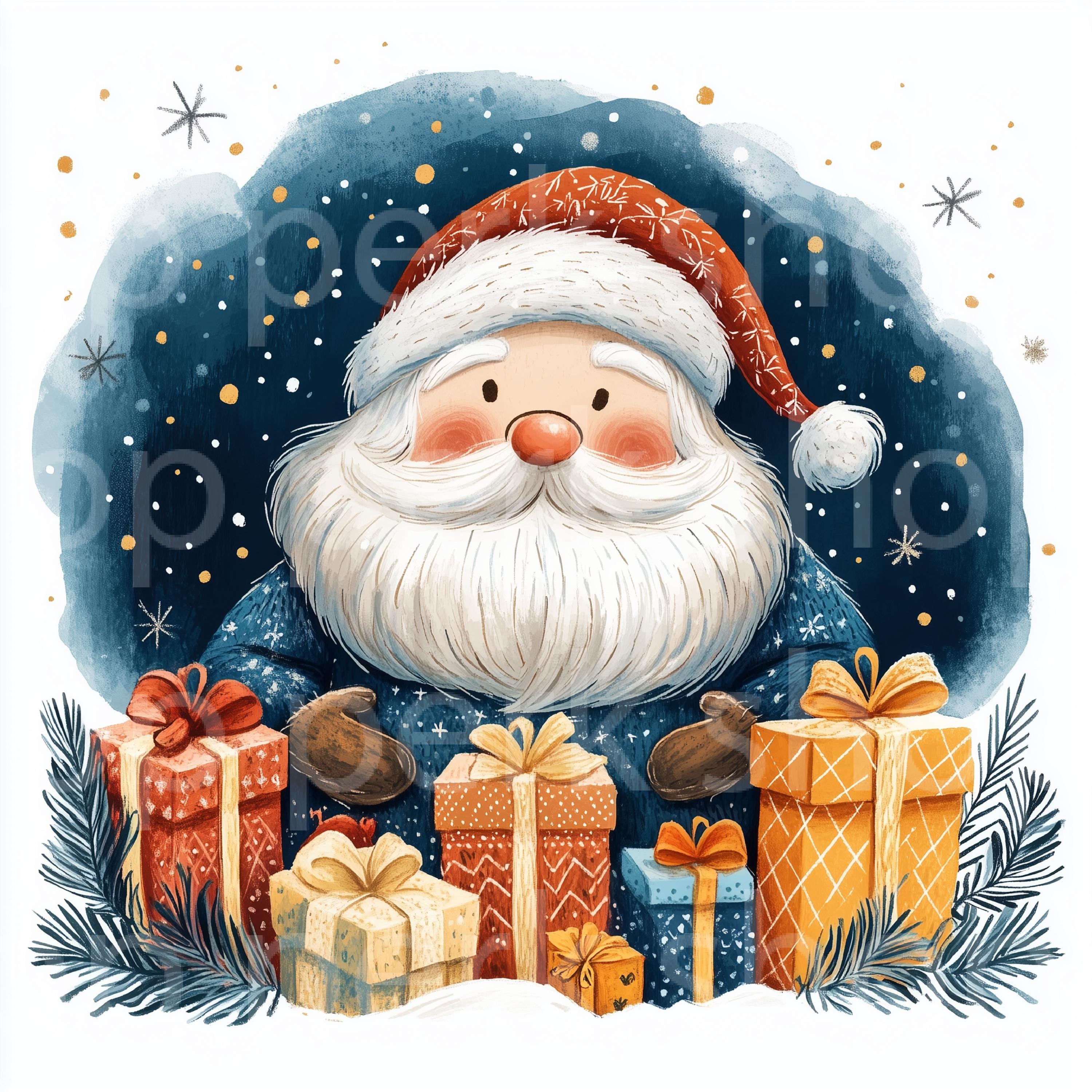 10 Christmas Clipart, Santa Clip Art, Winter Watercolor Printable Craft ...