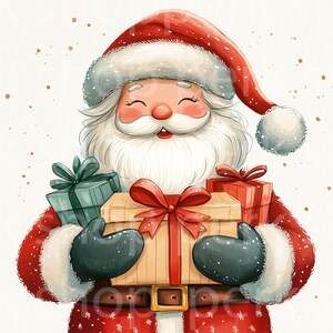 10 Christmas Clipart, Santa Clip Art, Winter Watercolor Printable Craft ...