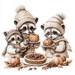 Autumn Raccoon Family Clipart, Fall Pumpkin Harvest Animal Printable ...