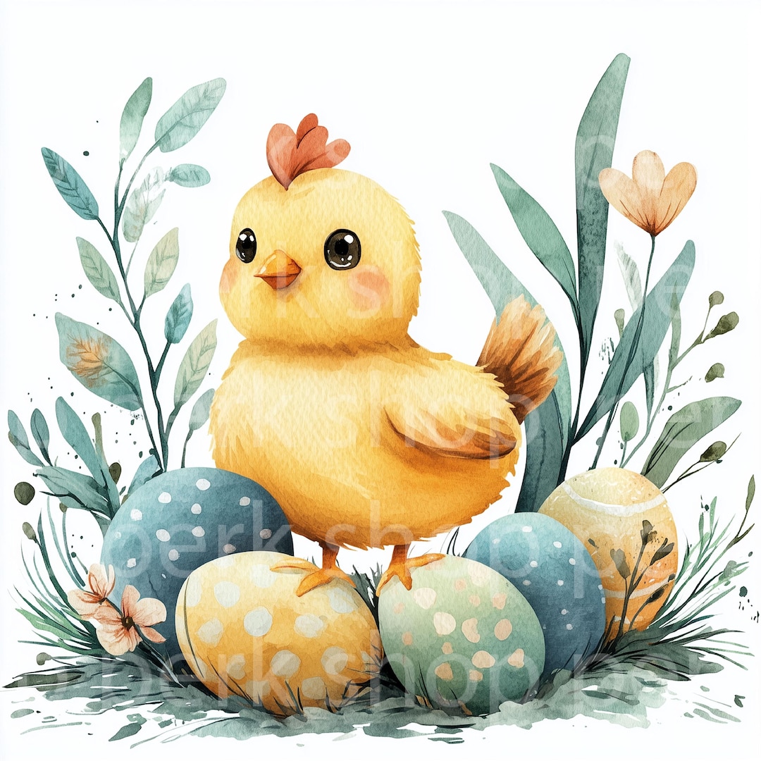 Easter Clipart, Chick Easter Cute Farm Animal Watercolor Printable ...