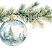 10 Christmas Tree Bauble Clipart, Winter Landscape Watercolor Art ...