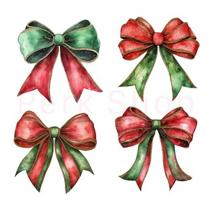 19 Festive Christmas Ribbons Set - PNG Transparent Watercolor Designs ...