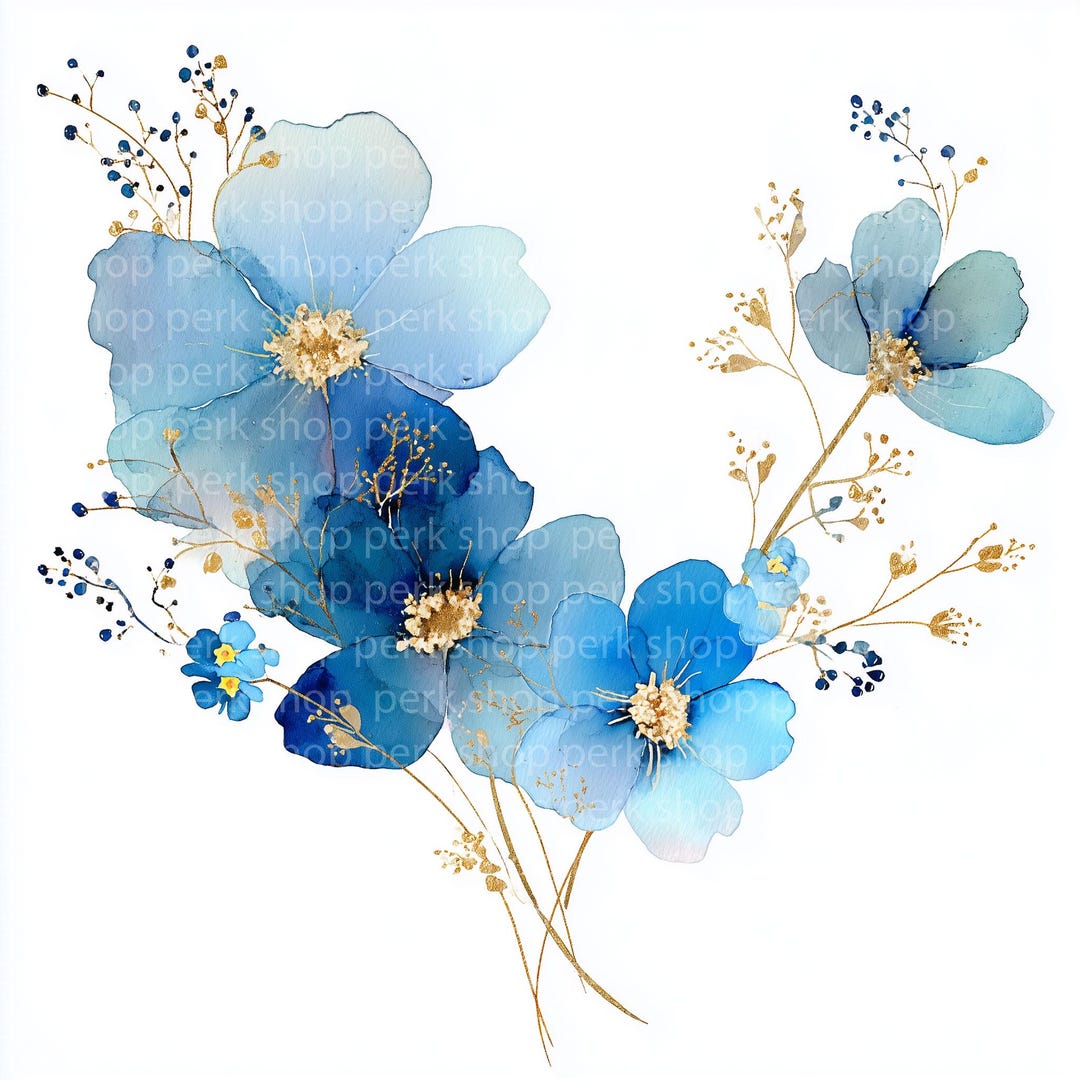 Blue Floral Wreath Clipart PNG, Watercolor Flower Circle Frame, Wedding ...