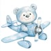 Teddy Bear Airplane Nursery Clipart: Watercolor Kids Room Decor ...