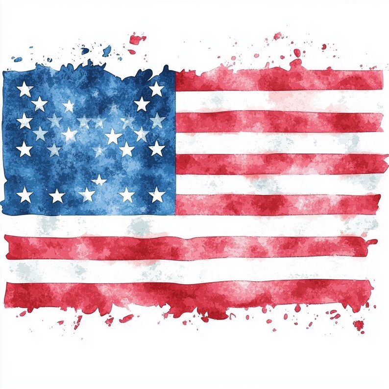USA Flag Clipart Bundle: 4th of July Watercolor Graphics (digital ...