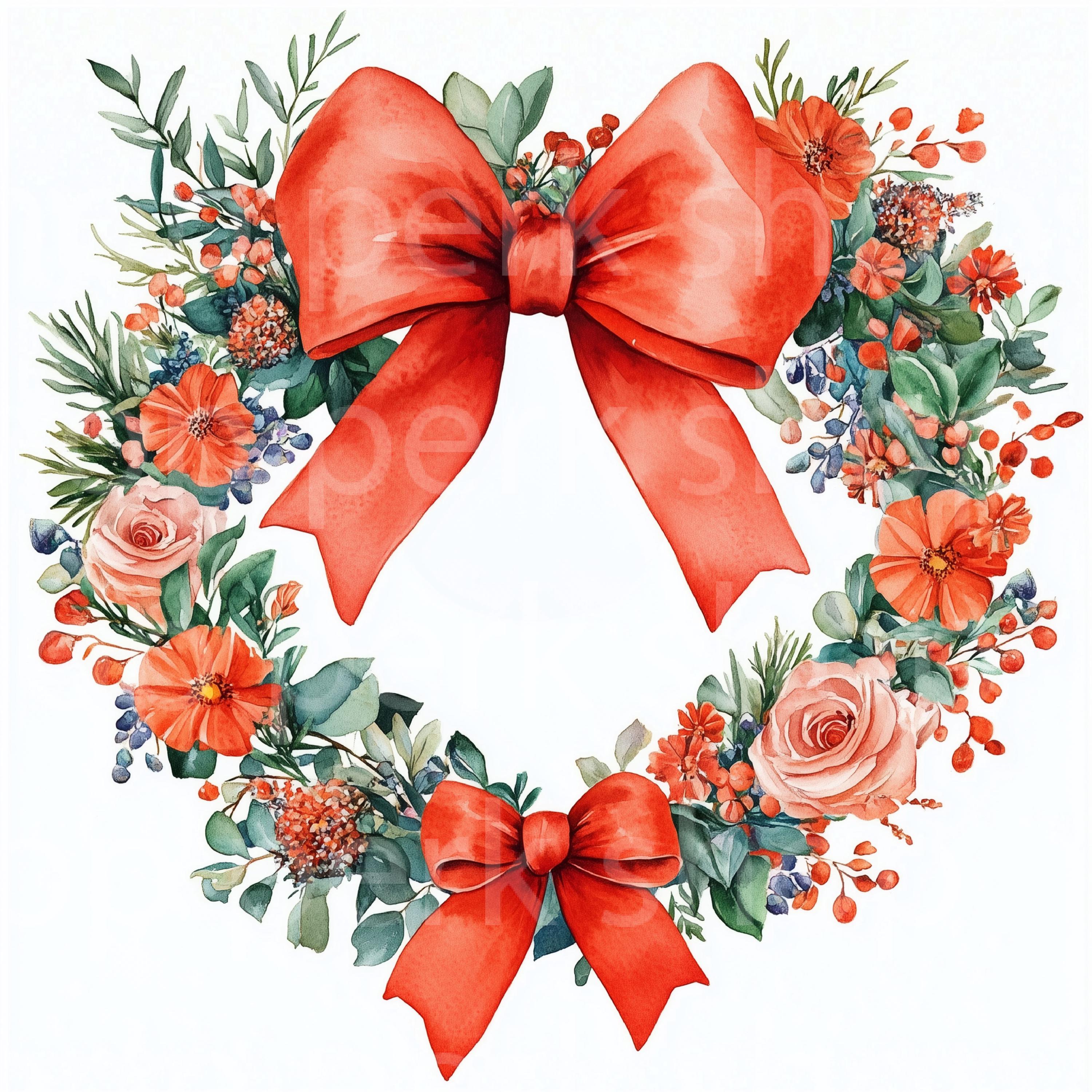 12 Floral Heart Wreath Clipart, Valentine's Day Heart, Digital Clipart ...