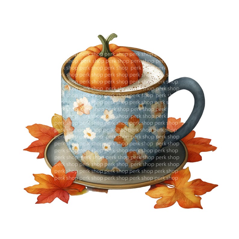 Pumpkin Spice Clip Art, Fall Coffee Watercolor Illustration, PNG Cozy ...