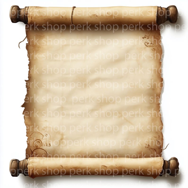 Antique Scroll Watercolor Clipart: Vintage Paper Ephemera (digital ...