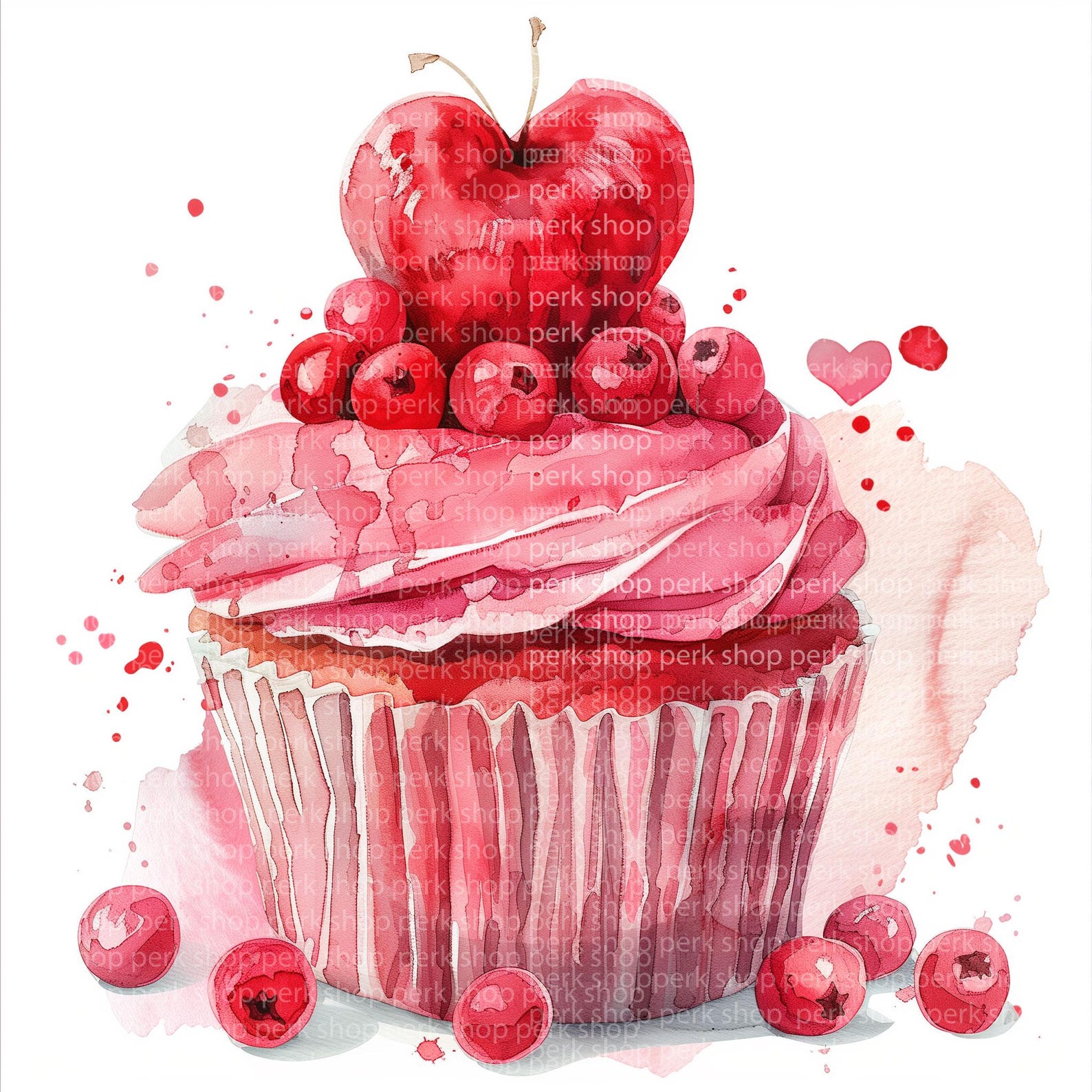 Watercolor Cupcake Clipart: Valentine's Day Sweet Designs (digital ...