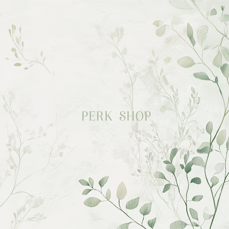 Greenery Watercolor Digital Paper Pack: Rustic Foliage (digital ...