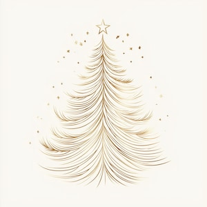 Gold Christmas Tree Clipart: Festive Holiday PNG Prints (digital ...