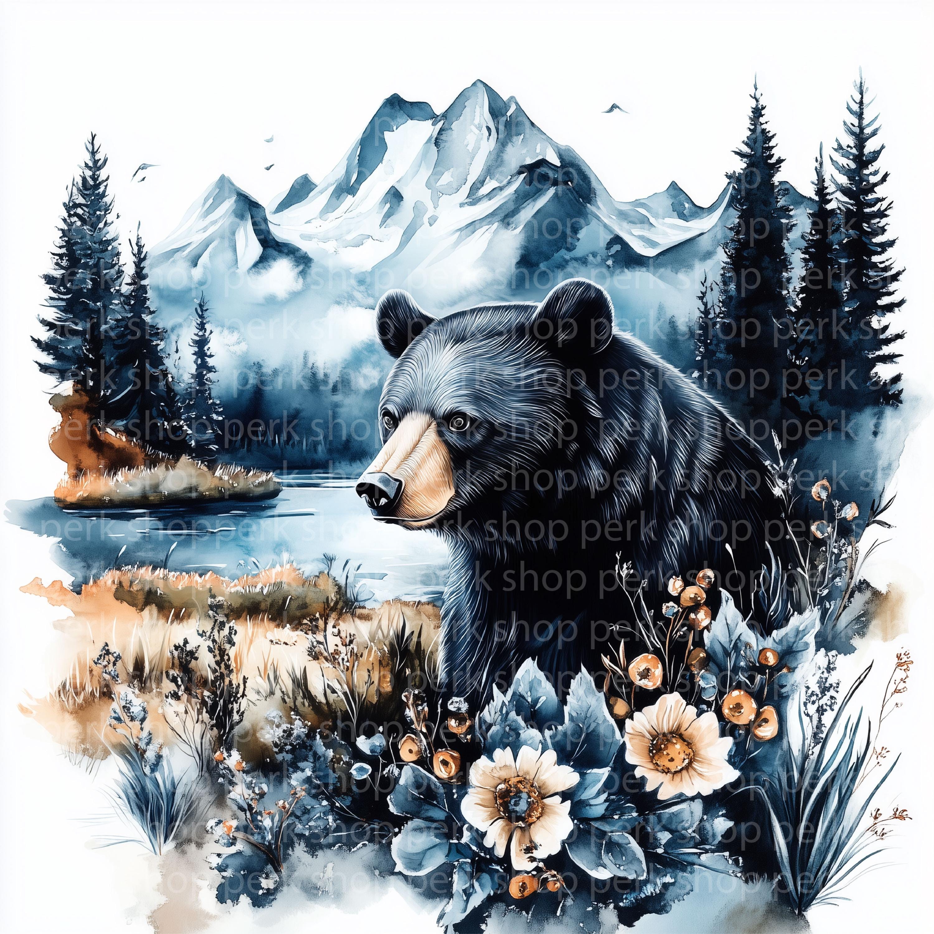 12 Black Bear Clipart, Bear Forest Clipart, Wild Animal Watercolor ...