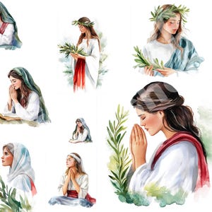 Biblical Woman Watercolor Clipart: Religious Art (digital Download) - Etsy