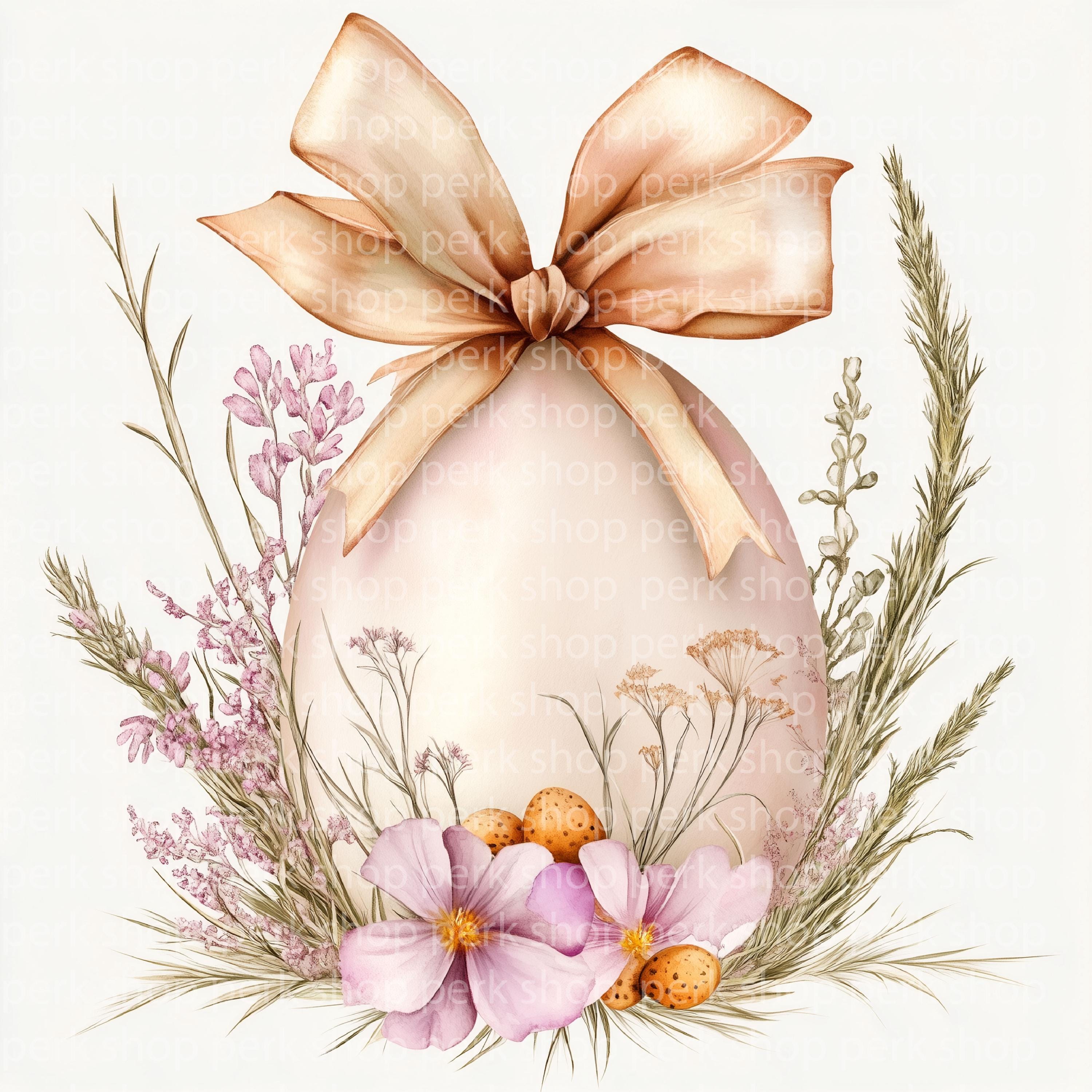 Floral Easter Egg Clipart: Watercolor Spring Ephemera (digital Download ...