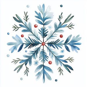 Snowflake Watercolor Bundle Clipart, Scandinavian Folk Winter Card ...