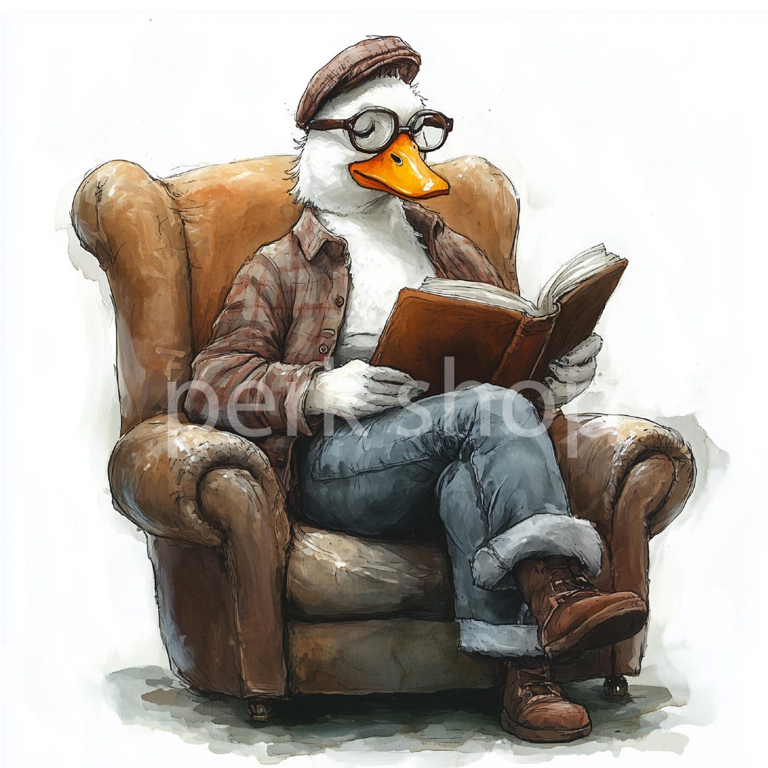 10 Hipster Silly Goose Reading Clipart, Book Club Duck, T-shirt Design ...