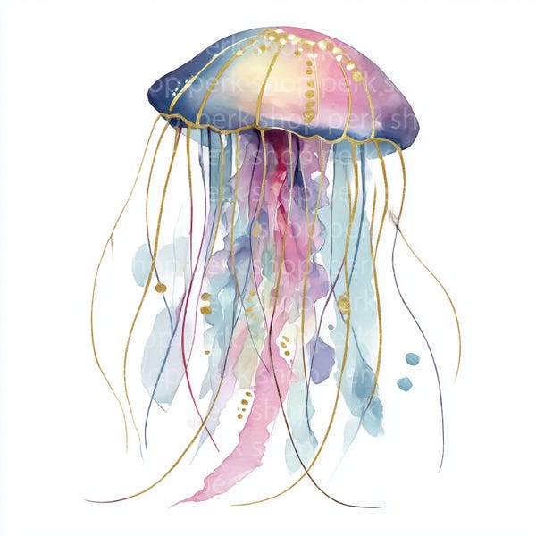 Jellyfish Watercolor - Etsy