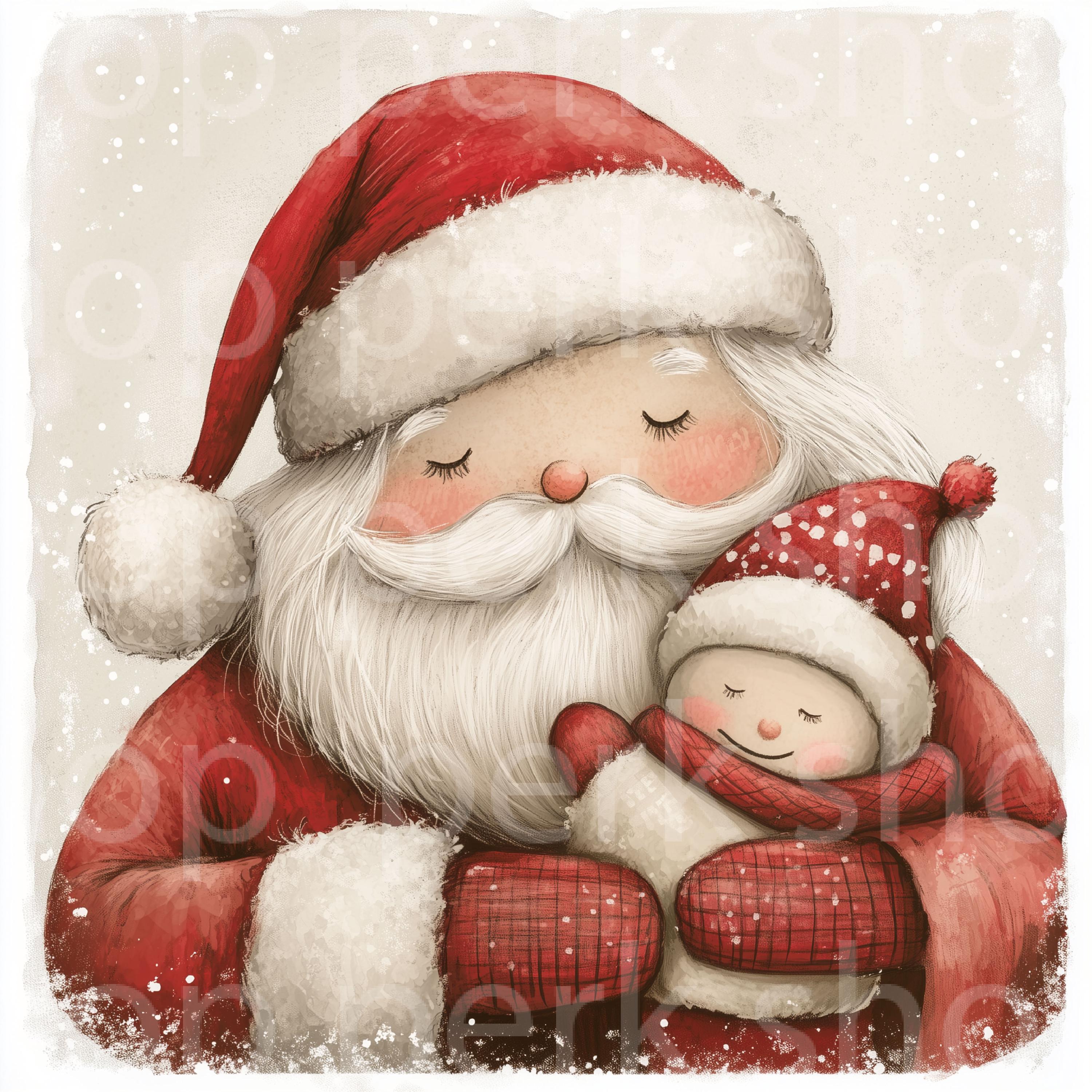 10 Christmas Clipart, Santa Clip Art, Winter Watercolor Printable Craft ...