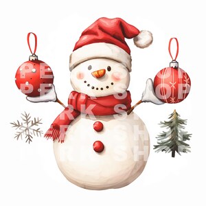 Watercolor Snowman Clipart: Christmas Holiday DIY (digital Download) - Etsy