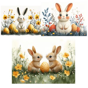 Easter Bunny Clipart: Floral Egg Graphics (digital JPEG) - Etsy