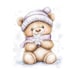 Watercolor Christmas Teddy Bear Clipart: Winter Snowflakes (digital ...