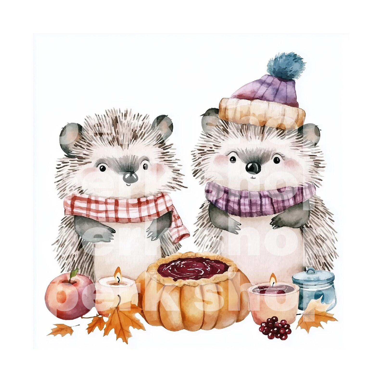 Hedgehog Pumpkin Clipart: Autumn Watercolor Animal Set (digital ...
