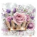 Music Notes Clipart, Floral Crown Vintage Ephemera Print, Flower ...