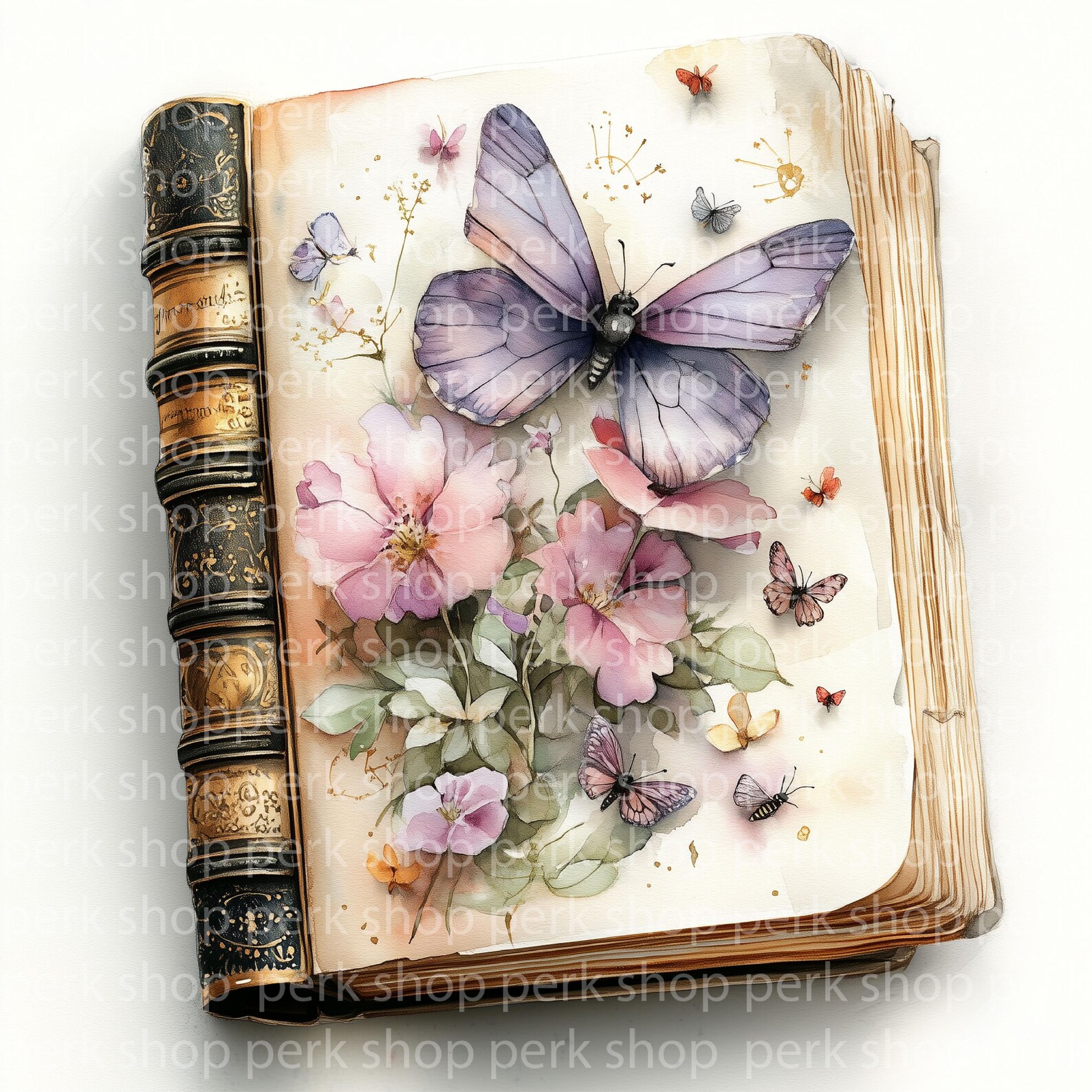 Butterfly Book Clipart: Watercolor Botanical Illustrations (digital ...