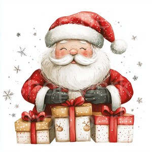 10 Christmas Clipart, Santa Clip Art, Winter Watercolor Printable Craft ...