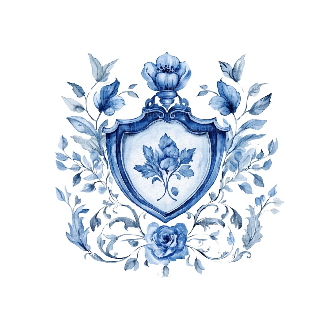 11 Blue Crest Watercolor PNG Clipart, Digital Download, Baby Shower or ...