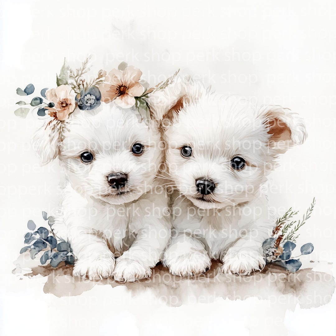 11 Maltese Puppies Clipart, Cute Dogs Clip Art, Printable Watercolor ...