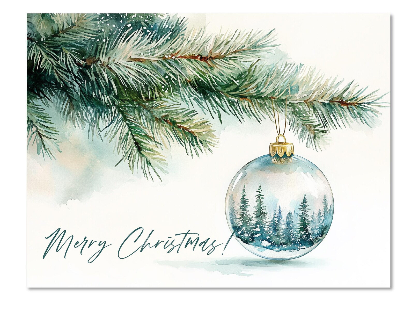 10 Christmas Tree Bauble Clipart, Winter Landscape Watercolor Art ...