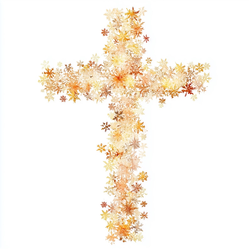 Christmas Cross Watercolor Clipart, Christian Gold Cross PNG, Faith ...